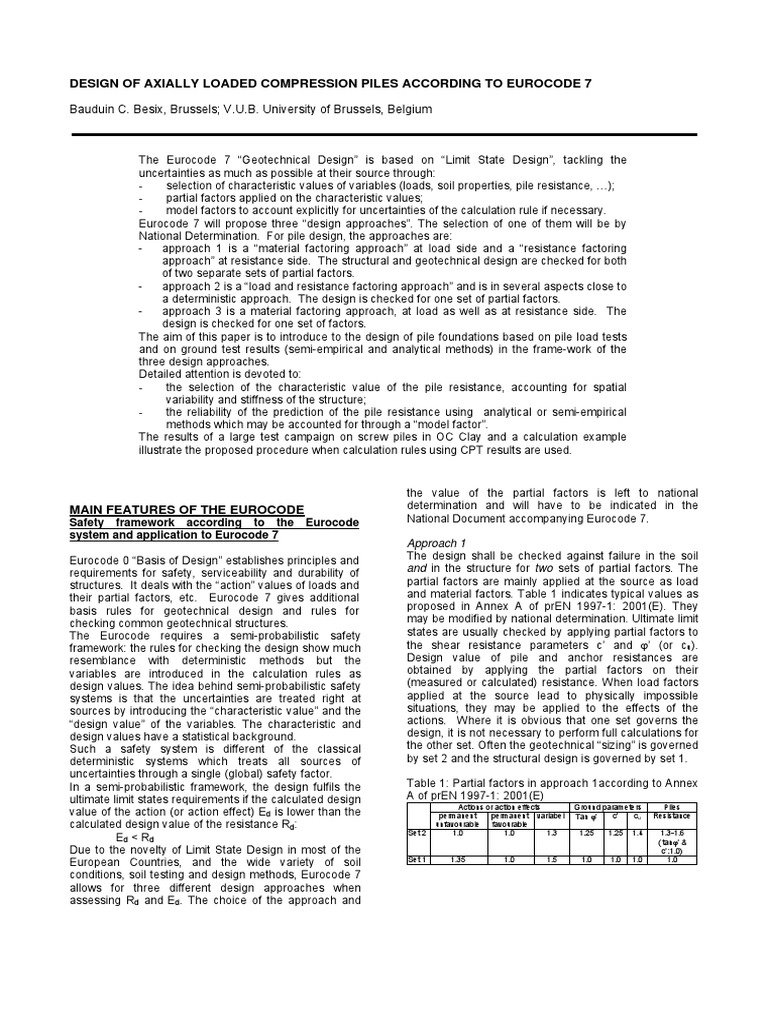 Designing compression piles according to Eurocode 7 | PDF | Deep ...