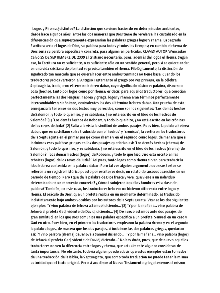 Logos y Rhema Distintos | PDF | Traducciones | San Pedro