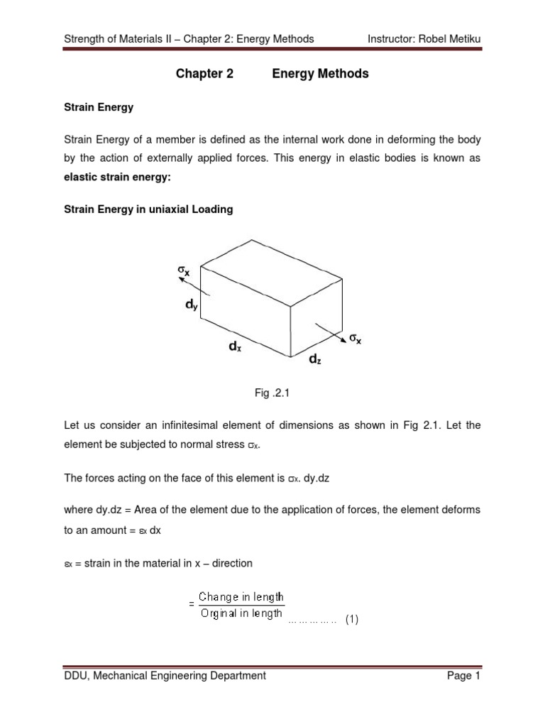 Energy Methods | PDF | Strength Of Materials | Deformation (Mechanics)