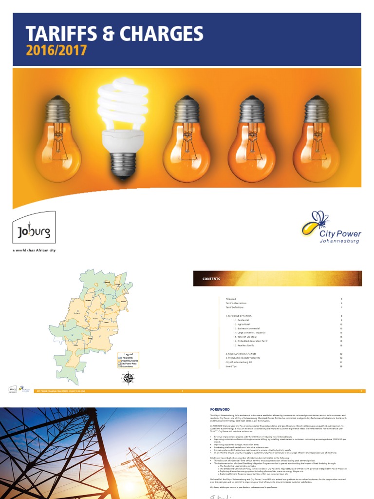 City Power Tariffs Booklet - 2016-2017 PDF | PDF | Kilowatt Hour | Tariff