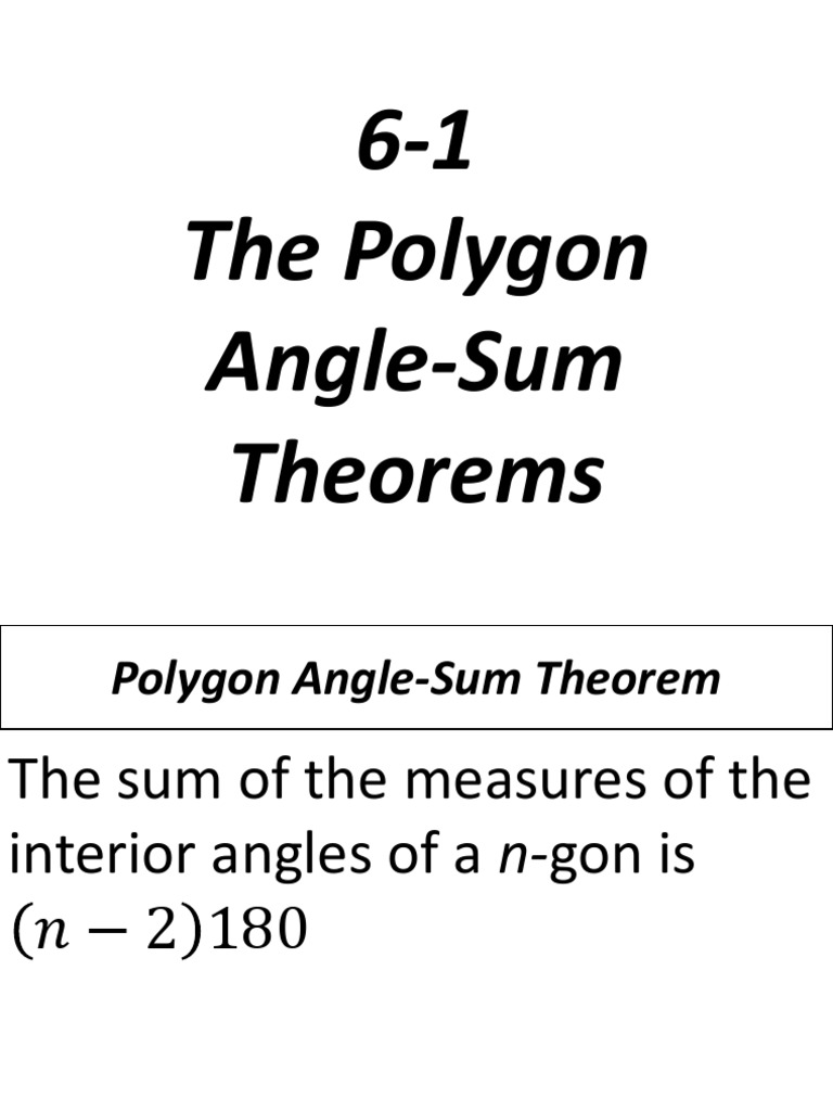 6-1 The Polygon Angle-Sum Theorems | PDF