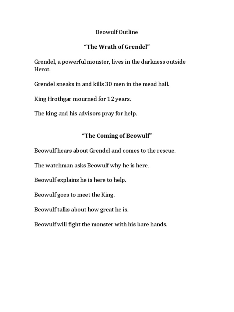 Beowulf Outline | PDF | Beowulf | Geats