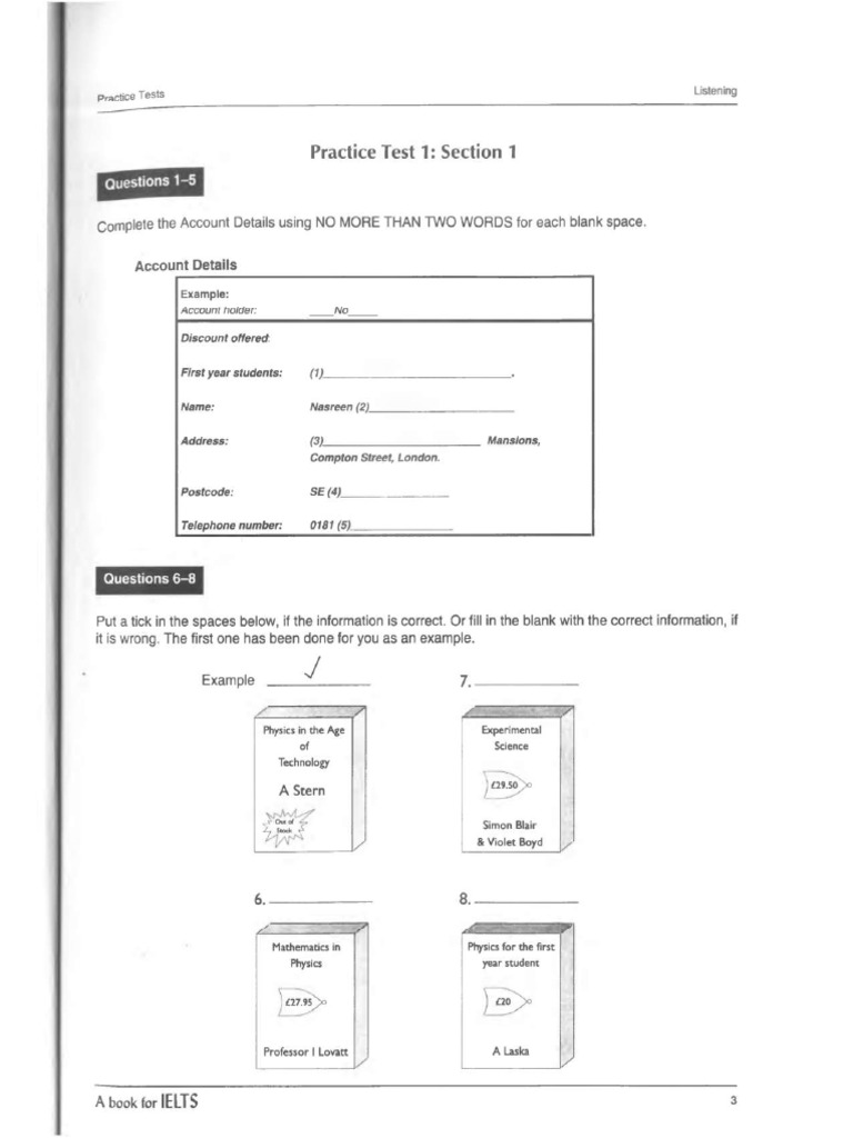 A Book For Ielts Listening Practice 1 Pdf International English