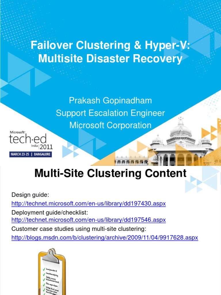 Prakash Gopinadham Failover Clustering and HyperV | PDF | Replication (Computing) | Domain Name ...