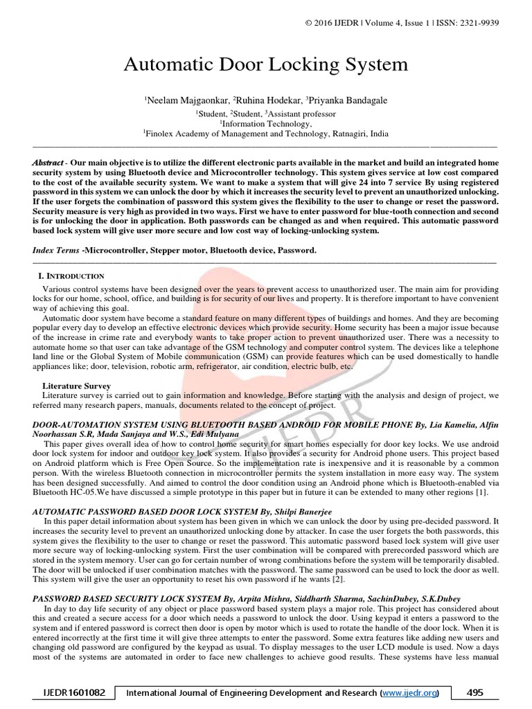 Automatic Door Lock PDF | PDF | Android (Operating System) | Bluetooth