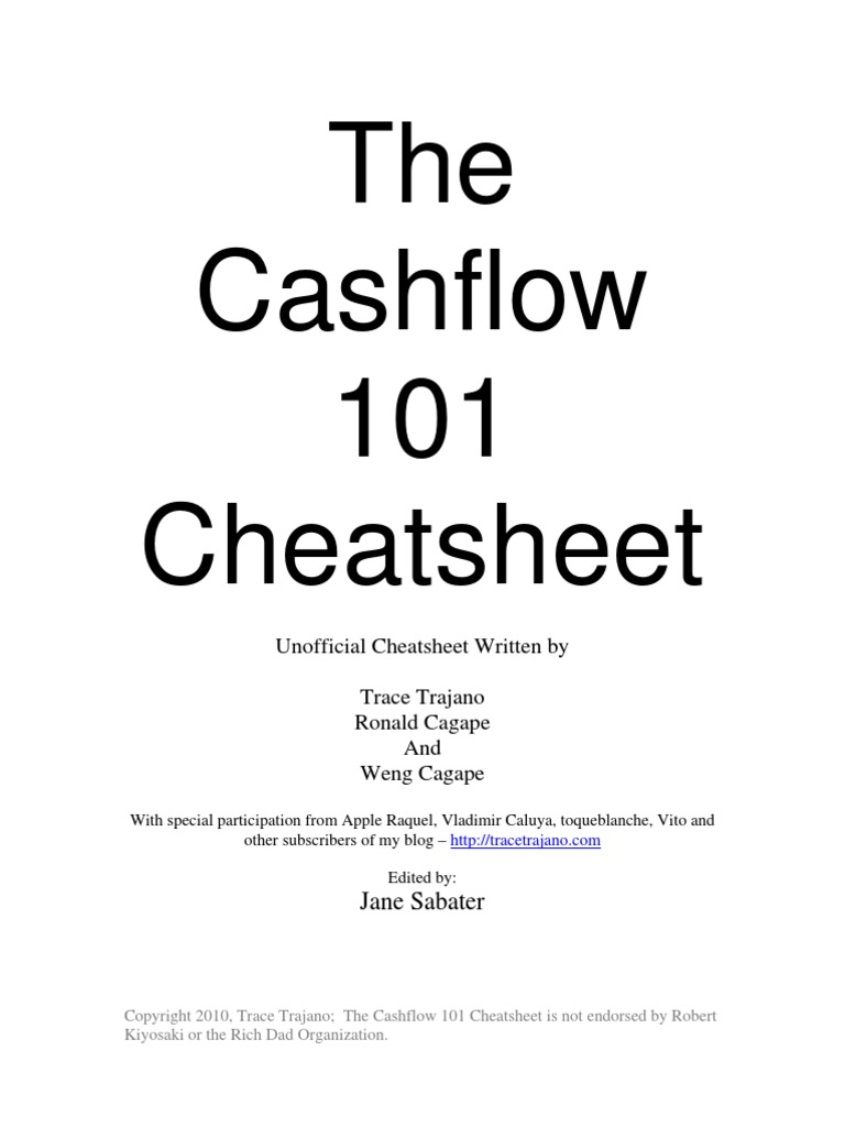 Ebook Cashflow 101 Cheatsheet | PDF | Rich Dad | Payments