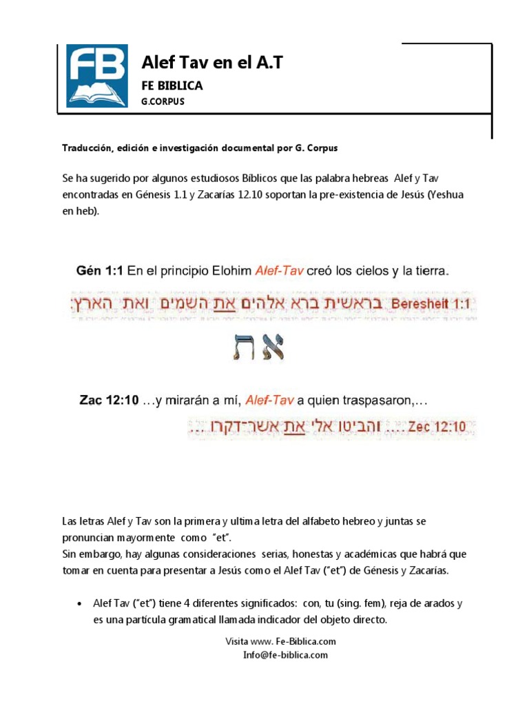Alef - Tav - Fe Biblica PDF | PDF | Lenguaje hebreo | Jesús