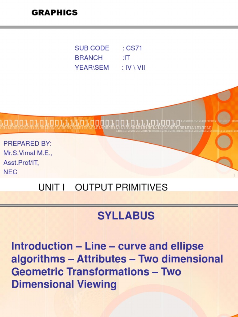 UNIT 1 PPT | PDF | Ellipse | Computer Monitor