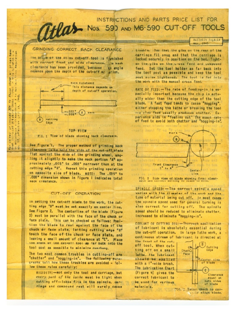 Atlas Cut-Off Tools PDF | PDF