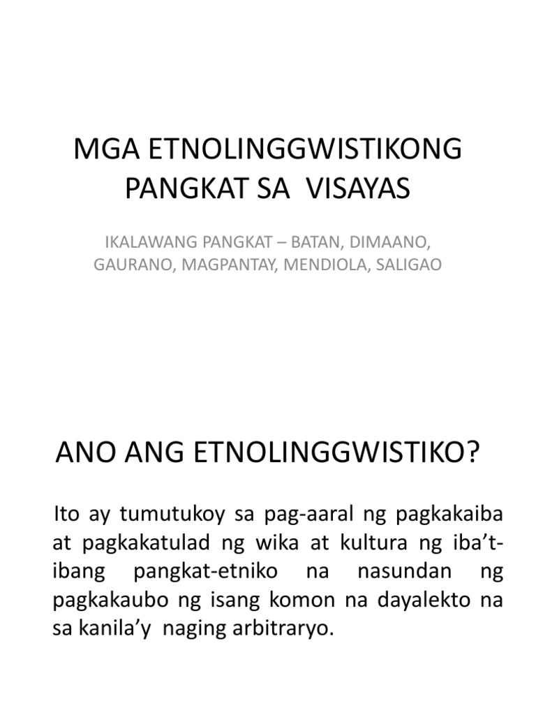 Mga Etnolinggwistikong Pangkat Sa Visayas | PDF