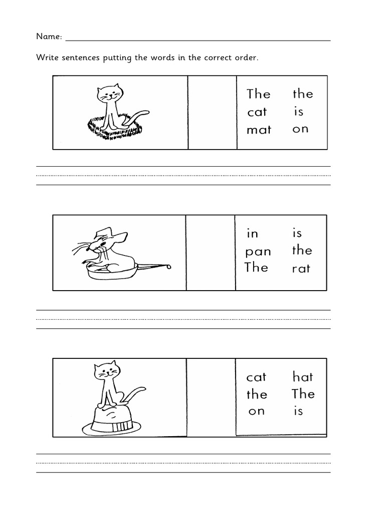 Name: Write Sentences Putting The Words in The Correct Order | PDF