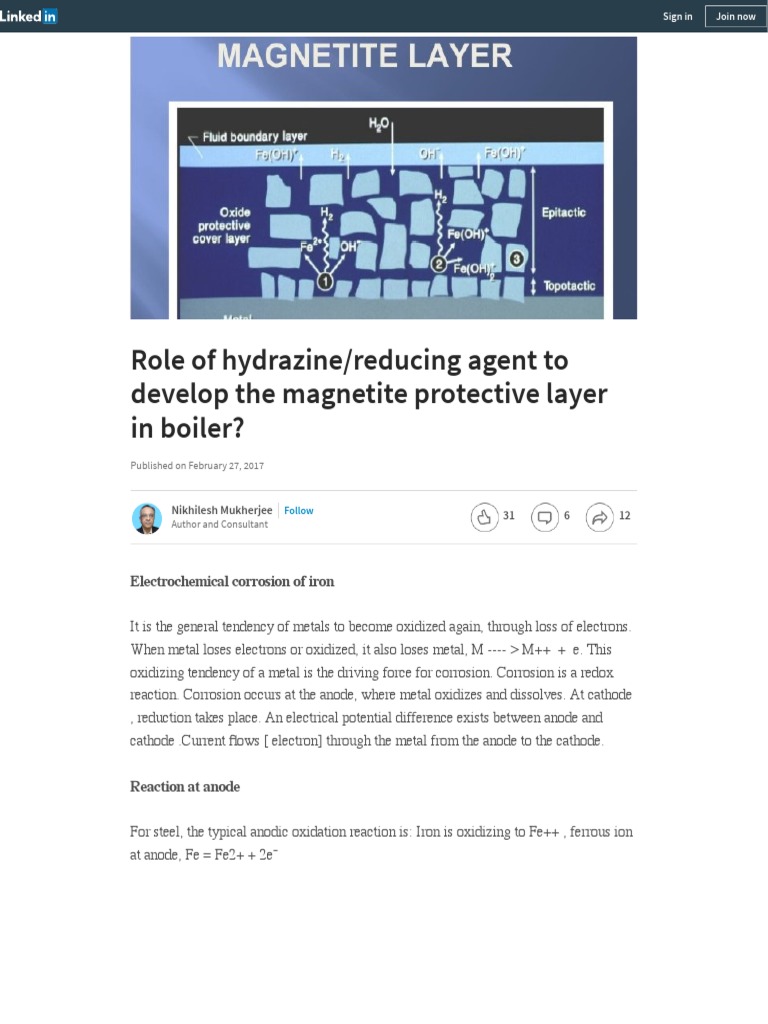 Role of Hydrazine:reducing Agent To Develop The Magnetite Protective ...