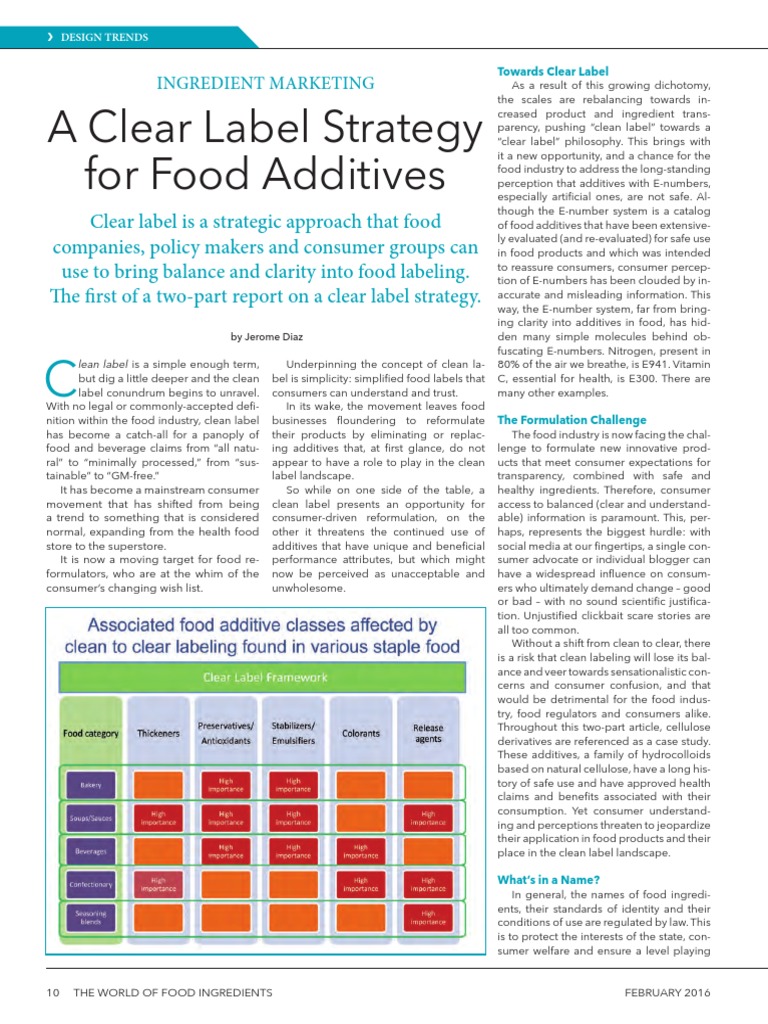 A Clear Label Strategy For Food Additives | PDF | Gluten Free Diet | Foods