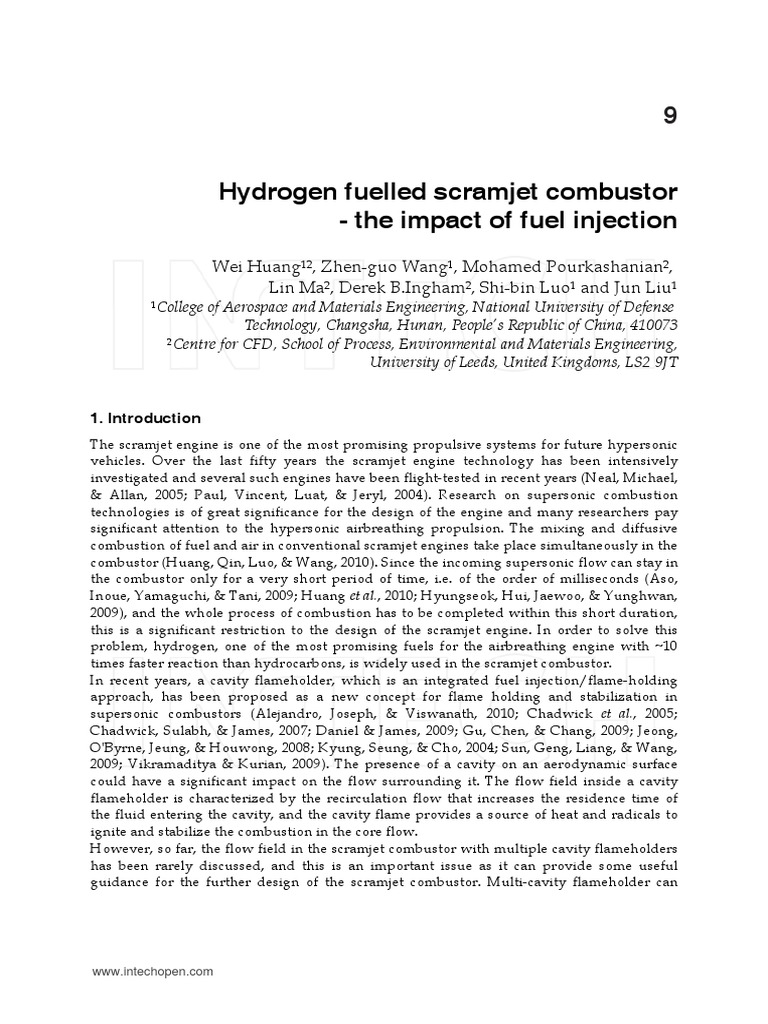 Hydrogen Fuelled Scramjet Combustor - The Impact of Fuel Injection ...