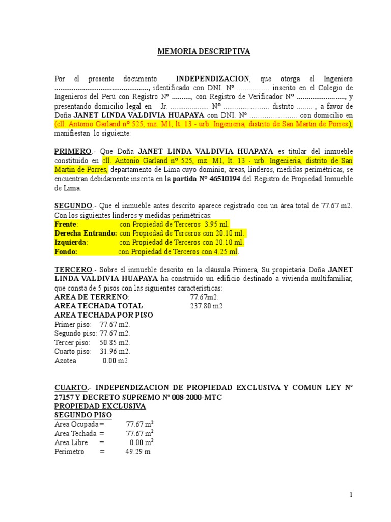 Independizacion de Casa SMP2014 | PDF | Propiedad | Regulación