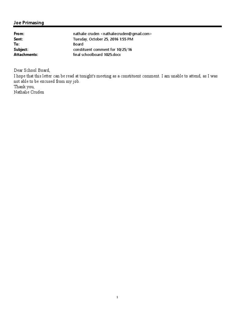 Constituent Comment | PDF | Email | Special Education