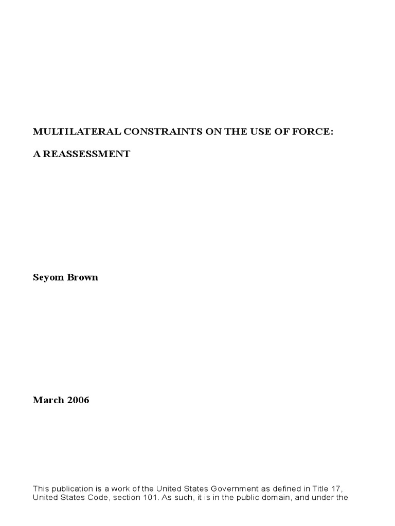 Multilateral Constraints On The Use of Force | PDF | Multilateralism | Nato