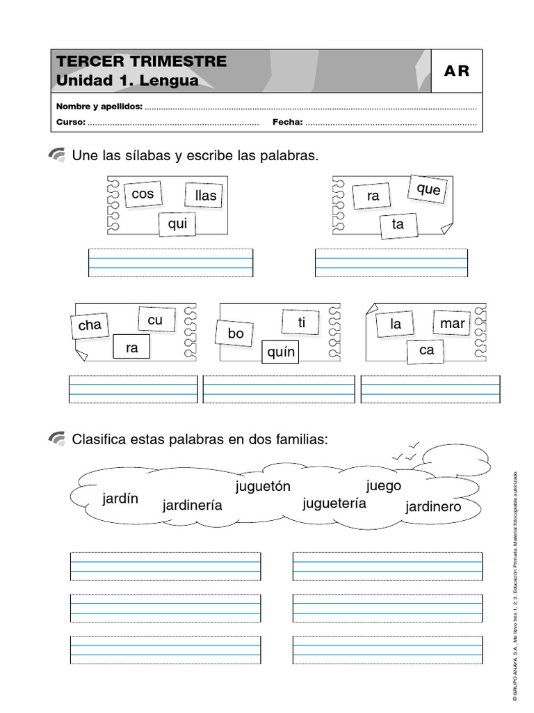 Fichas de Refuerzo 3er Grado | Pollo | Ala