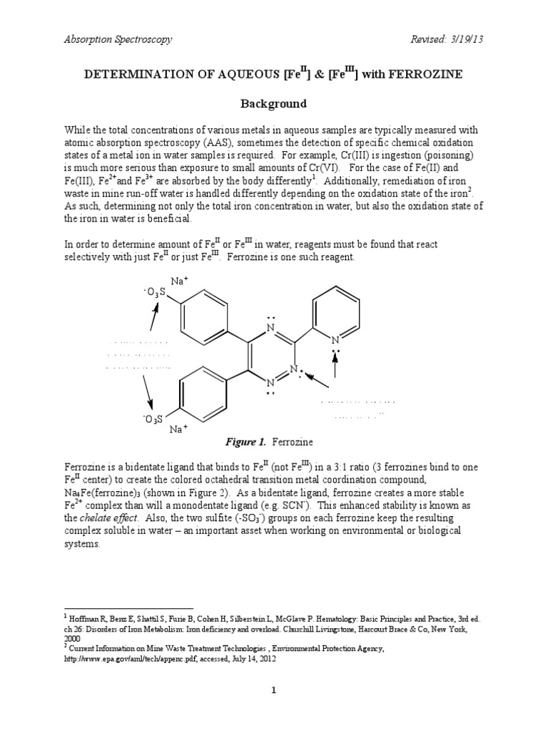 Ferrozine Method for Iron Analysis | PDF | Coordination Complex | Ligand