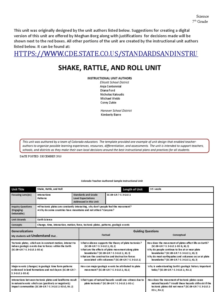 Shake Rattle and Roll Unit | PDF | Plate Tectonics | Fault (Geology)