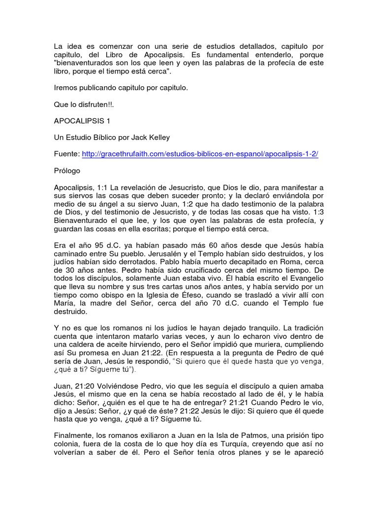 Libro De Apocalipsis Capitulo 1 Pdf Libro De Revelación Yahvé