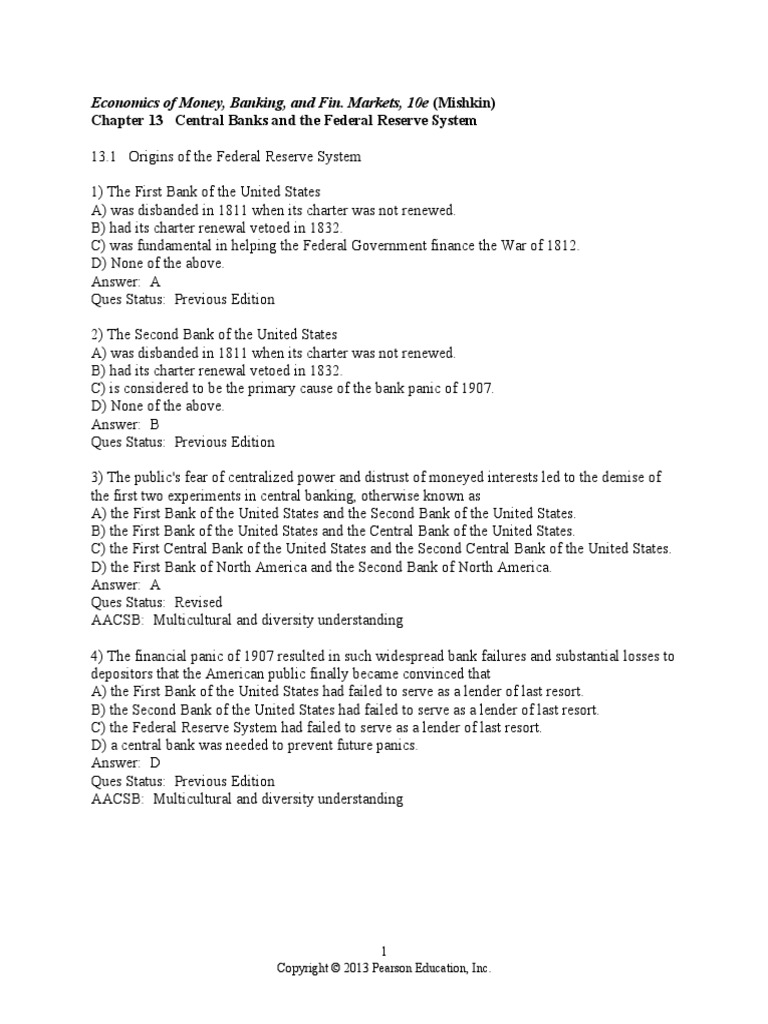 Chapter 13 Test Bank PDF | PDF | Federal Reserve Bank Of New York ...