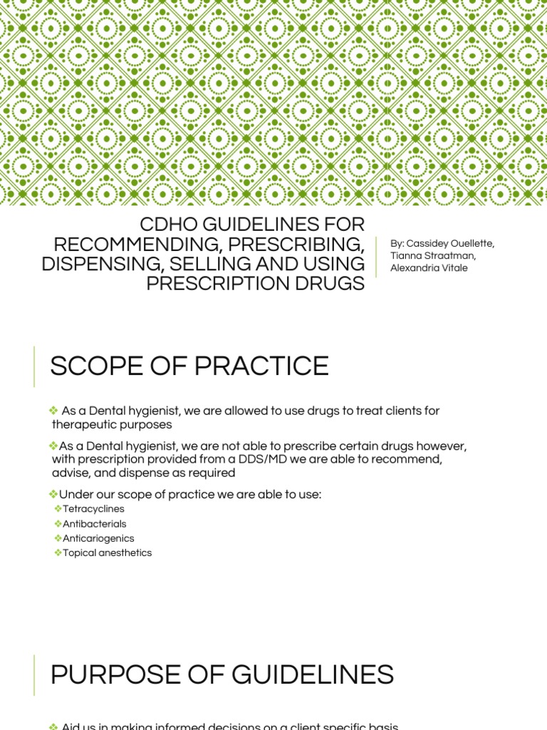 Cdho Guidelines For Recommending Prescribing Dispensing | PDF