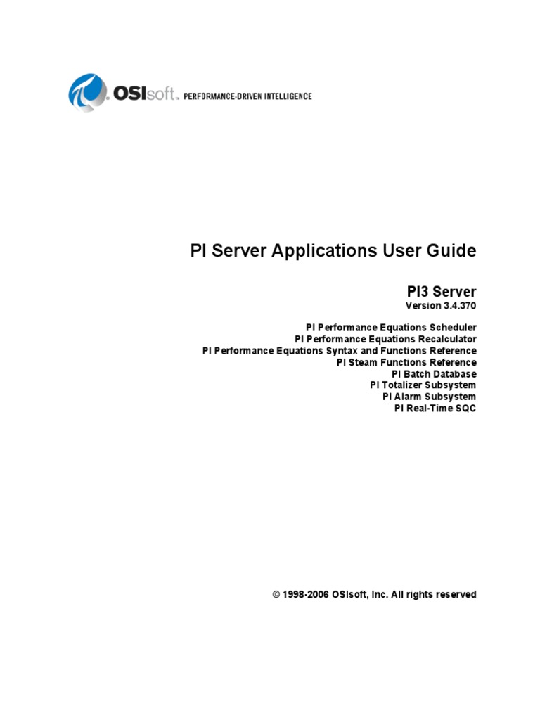PI Server Applications User Guide PI3 Server Version 3.4.370 | PDF | Command Line Interface ...