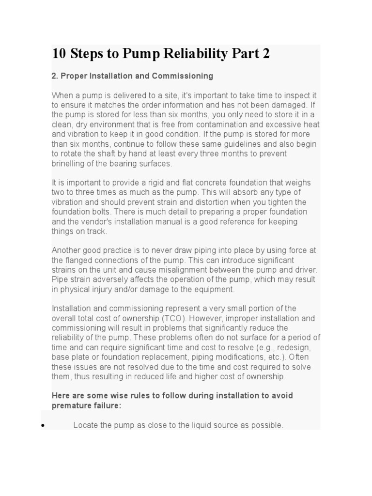 10 Steps To Pump Reliability Part 2: 2. Proper Installation and ...