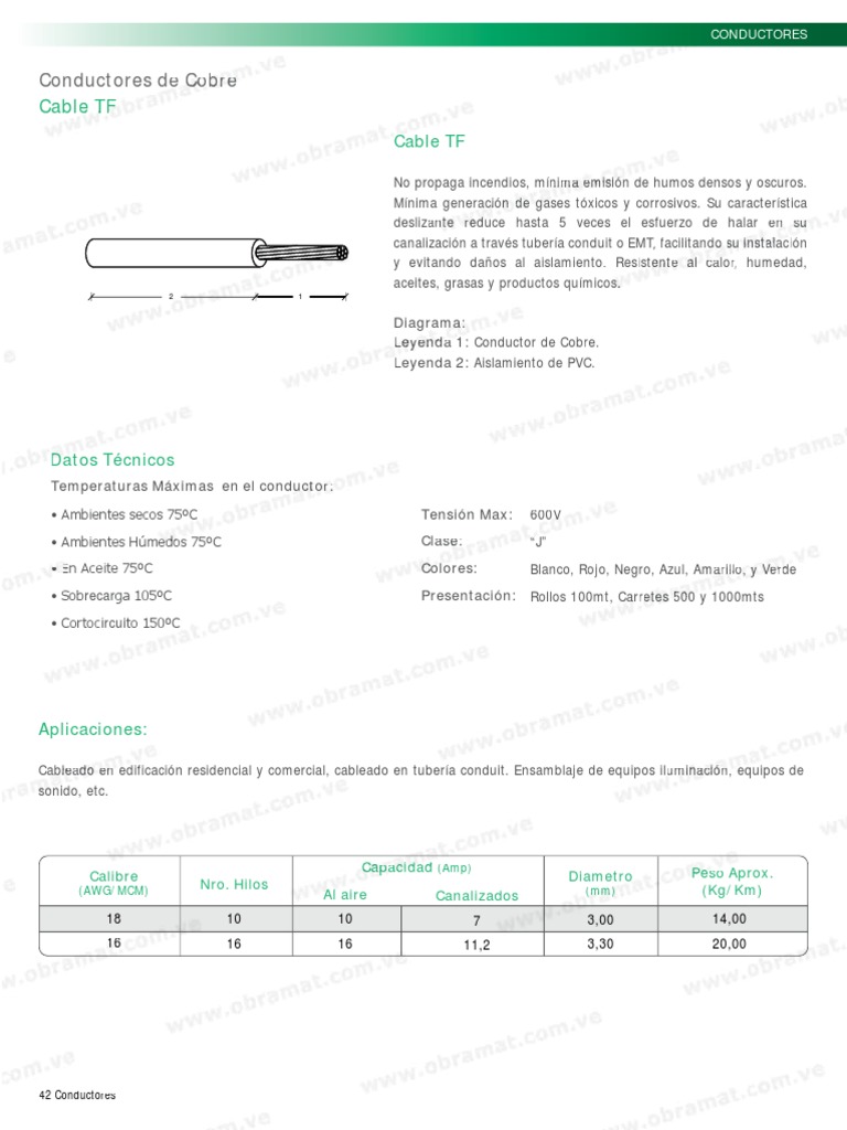Conductor TF-18 TF-16 AWG | PDF | Materiales | Science