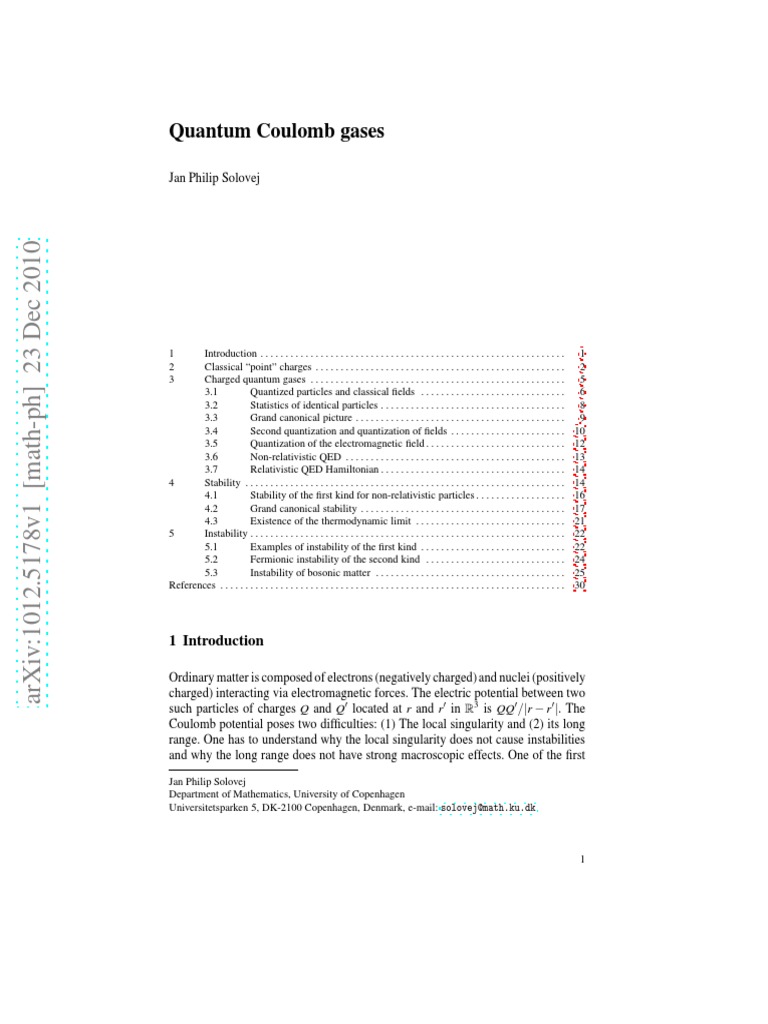 Quantum Coulomb Gases | PDF | Wave Function | Hamiltonian (Quantum Mechanics)