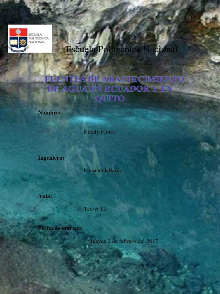 Fuentes de Abastecimiento en El Ecuador y en Quito | PDF | Recursos ...