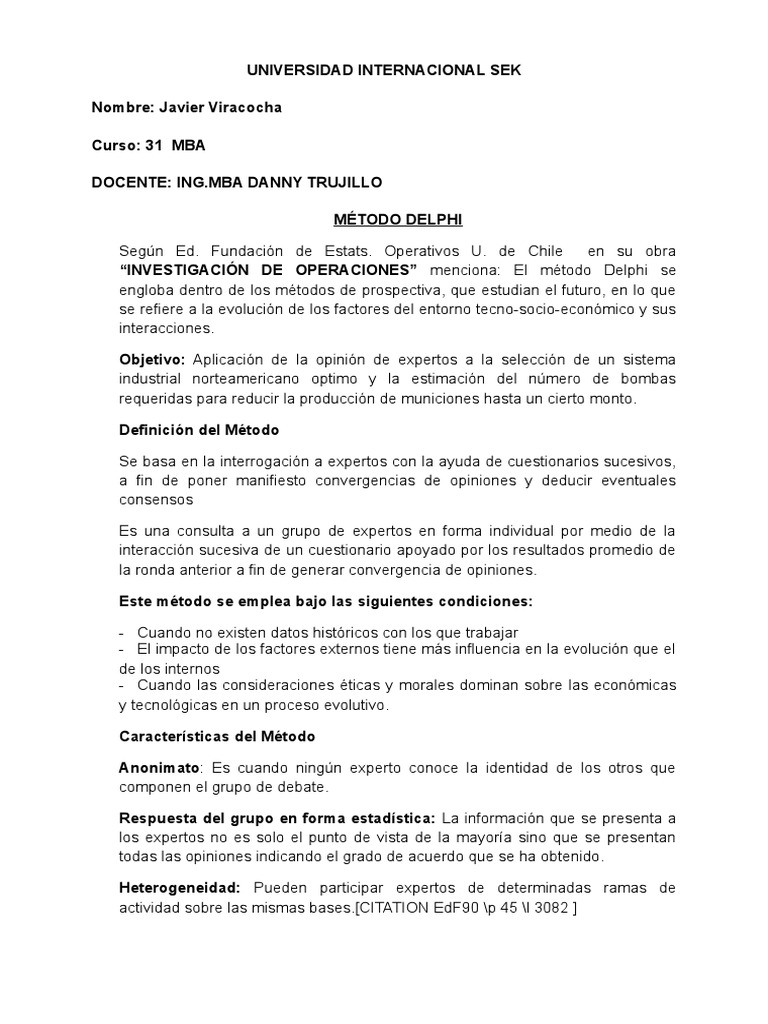 Mètodo Delphi | PDF | Cuestionario | Evolución