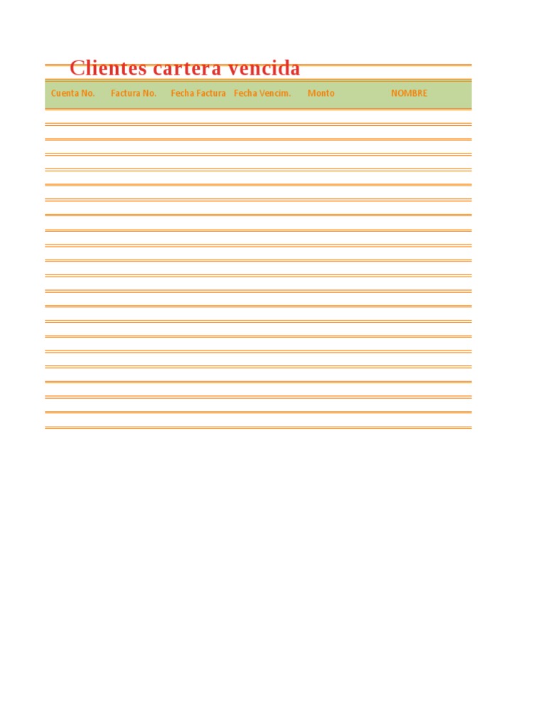 Formato Cartera Clientes | PDF