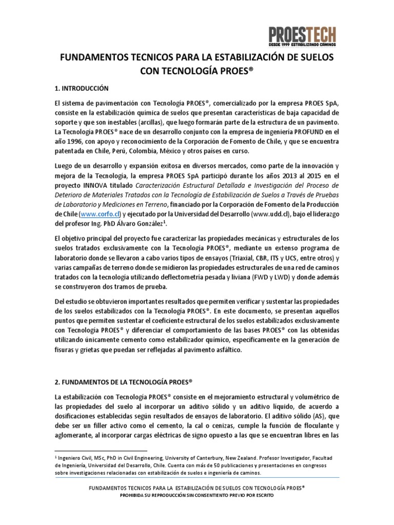 Fundamentos Técnicos Tecnología PROES | PDF | Rigidez | Resistencia Eléctrica y Conductancia