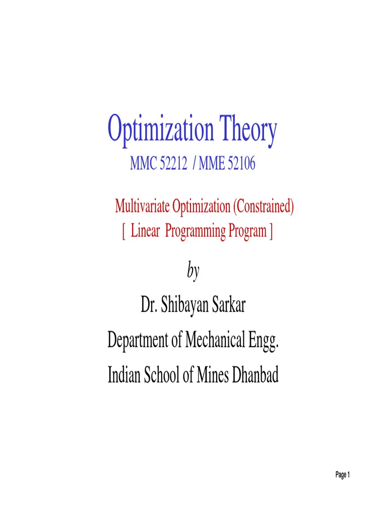 Multivariate Optimization LPP | PDF | Loss Function | Linear Programming