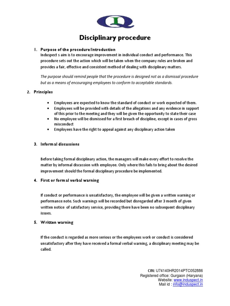 Disciplinary Procedure | PDF | Employment | Government