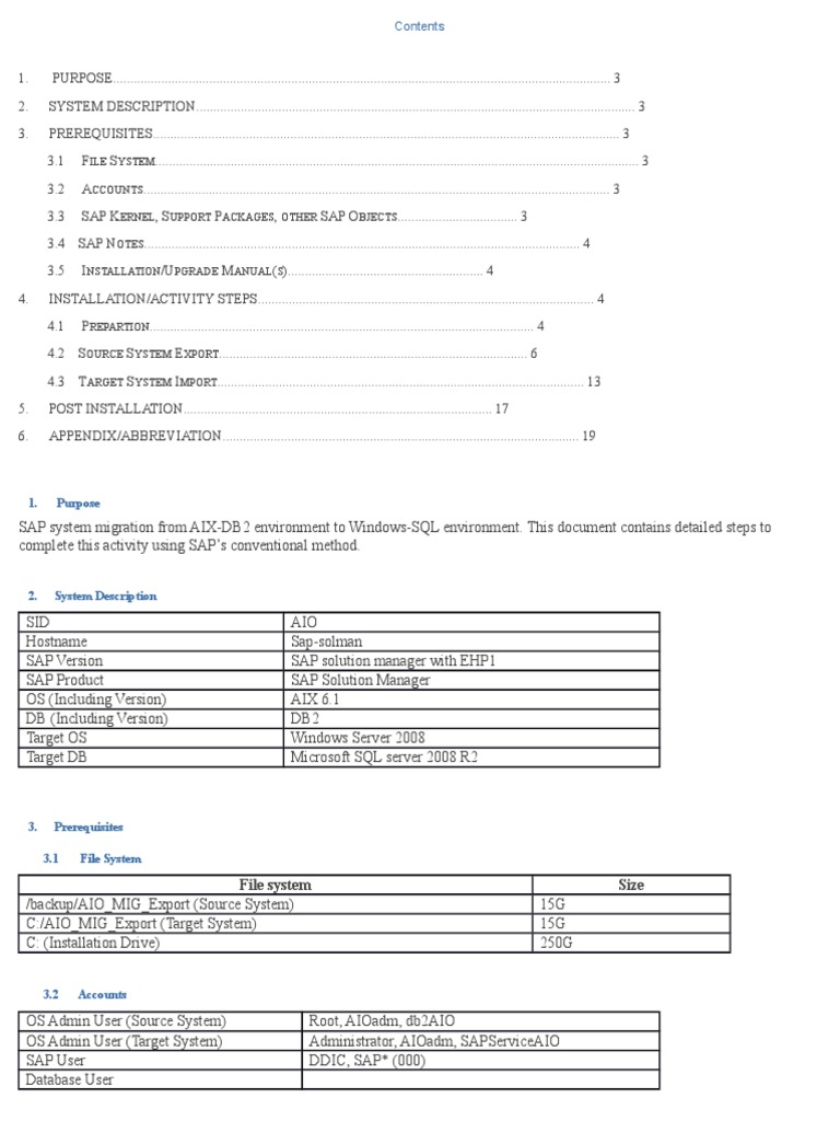 Sap Os And Db Migration Aix Db2 To Windows Sql Server Step By Step Pdf Microsoft Sql Server 