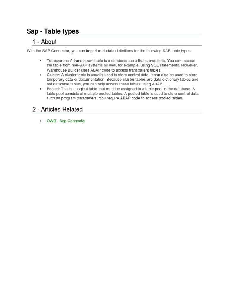 Sap - Table Types | PDF | Information Technology Management | Software ...