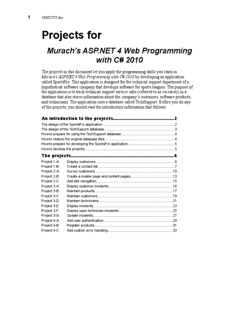 Projects for Murach's ASP.NET 4 Web Programming with C# 2010 | PDF | Hyperlink | Databases