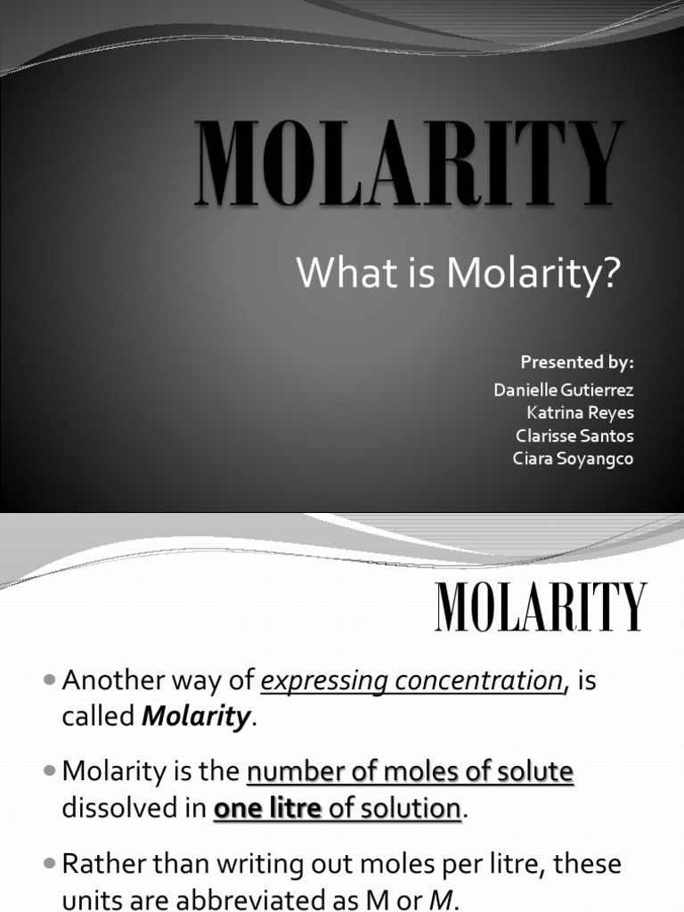 Molarity | PDF | Molar Concentration | Mole (Unit)
