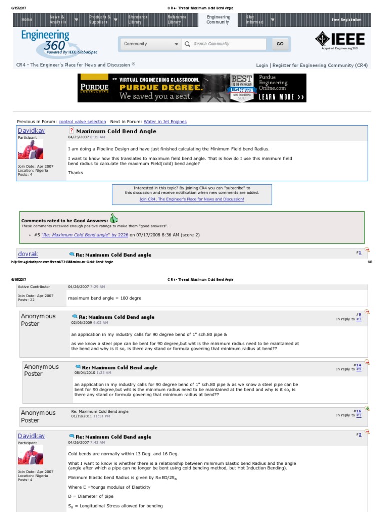Elastic Bend Calculation-CR4 | PDF | Pipe (Fluid Conveyance) | Bending
