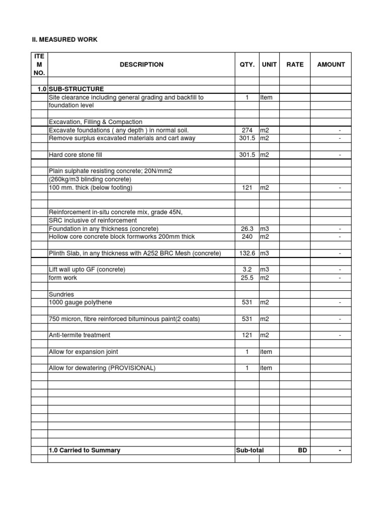 Bill of Quantities | PDF | Tile | Bathroom