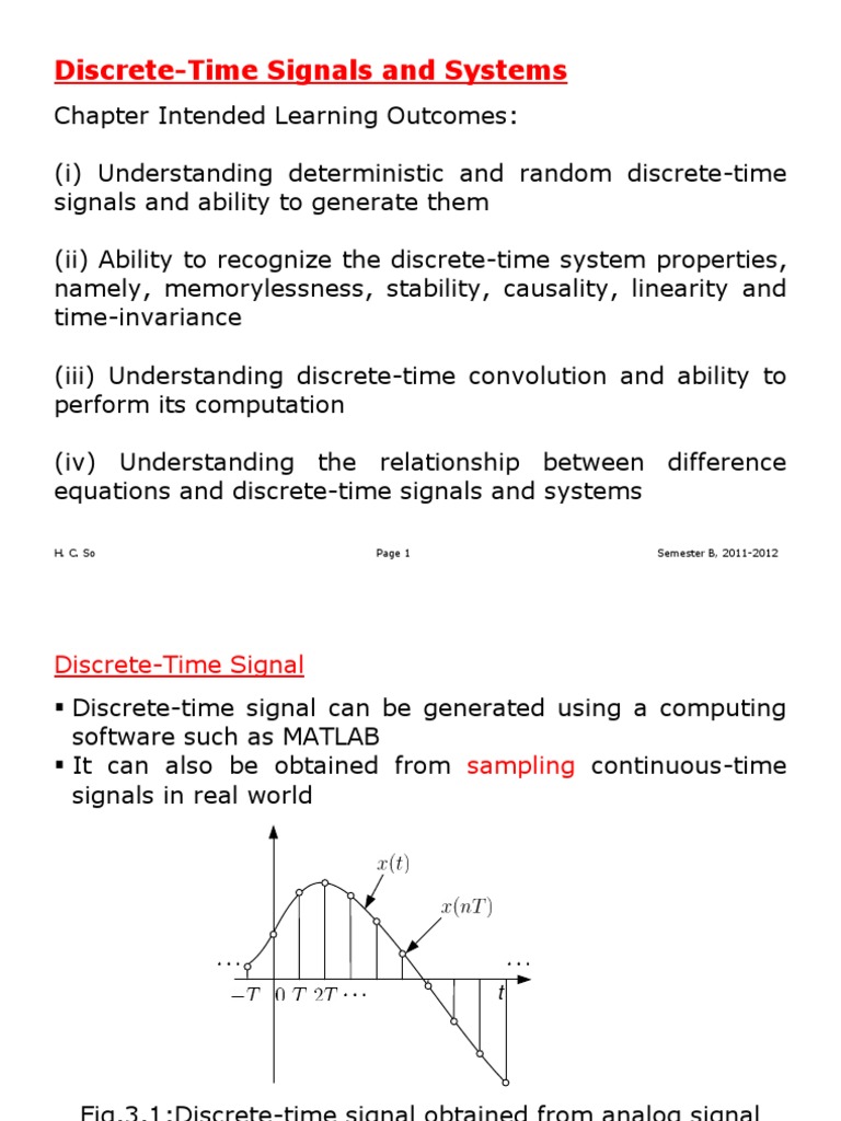 Discrete-Time Signals and Systems: H. C. So Semester B, 2011-2012 | PDF ...