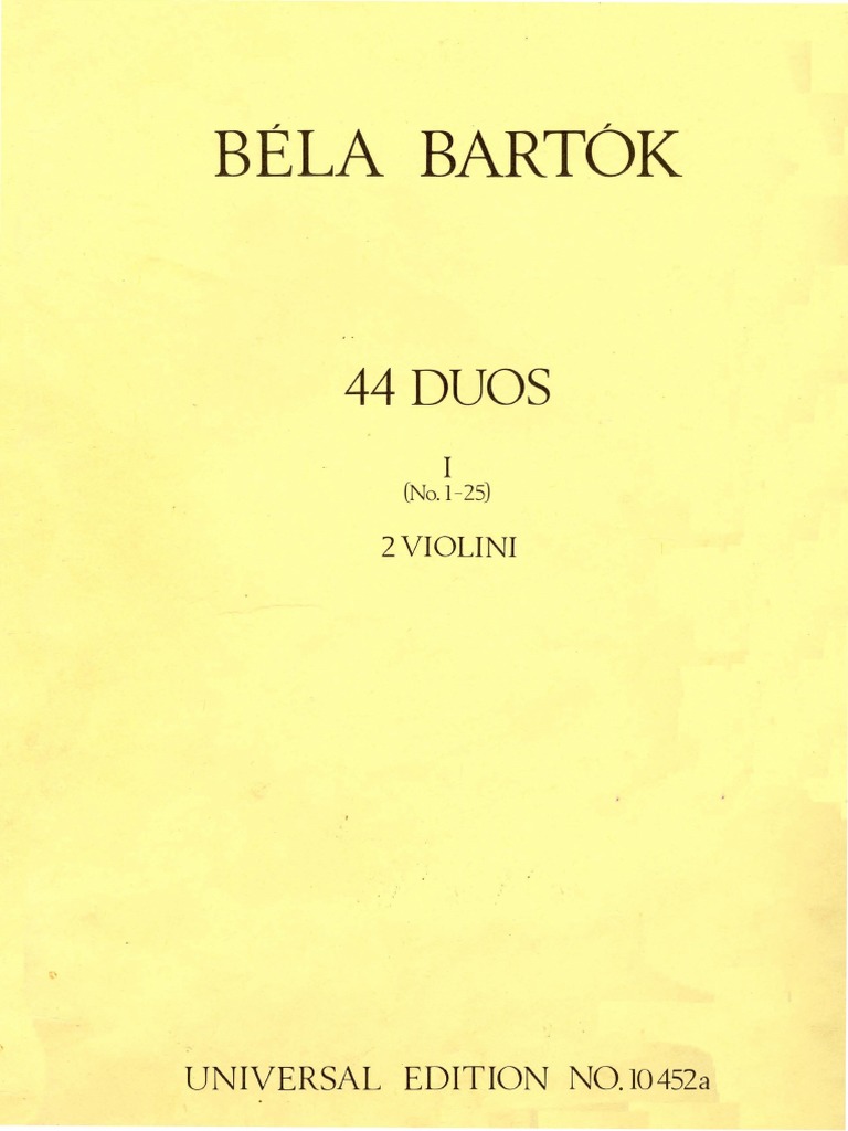 Bartok Violin Duets Part I II | PDF