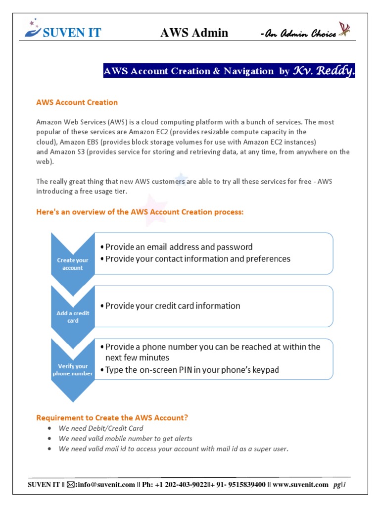 AWS Admin AWS Account Creation and Navigation by Kv. Reddy | PDF ...