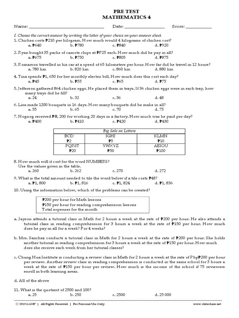 Math Exam | PDF | Schools