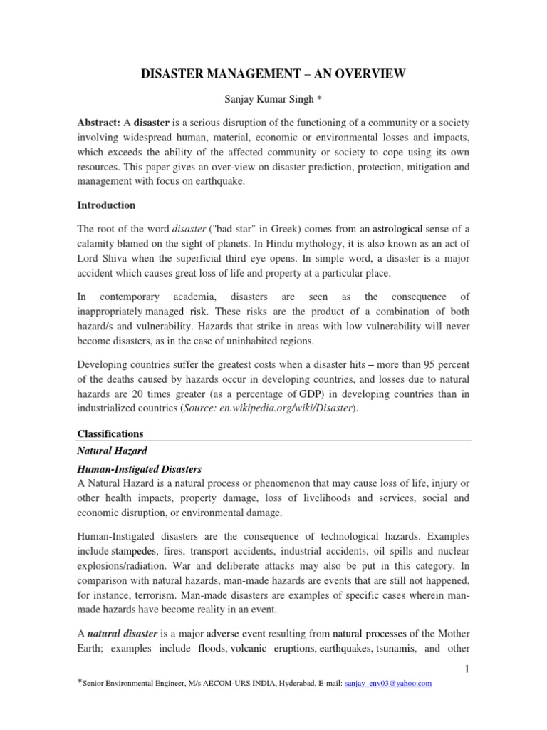 Overview of Disaster Management Strategies | PDF | Hazards | Disasters
