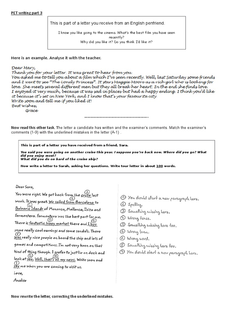 PET Writing Part 3 | PDF