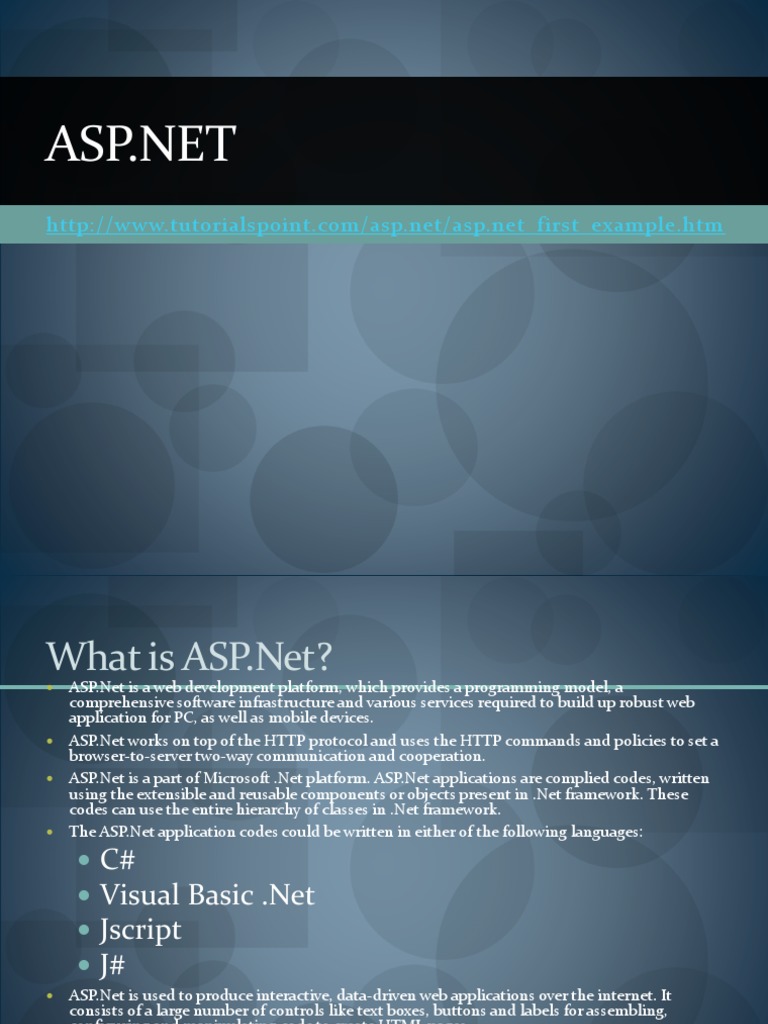 ASP.NET.pptx | PDF | Active Server Pages | Microsoft Visual Studio